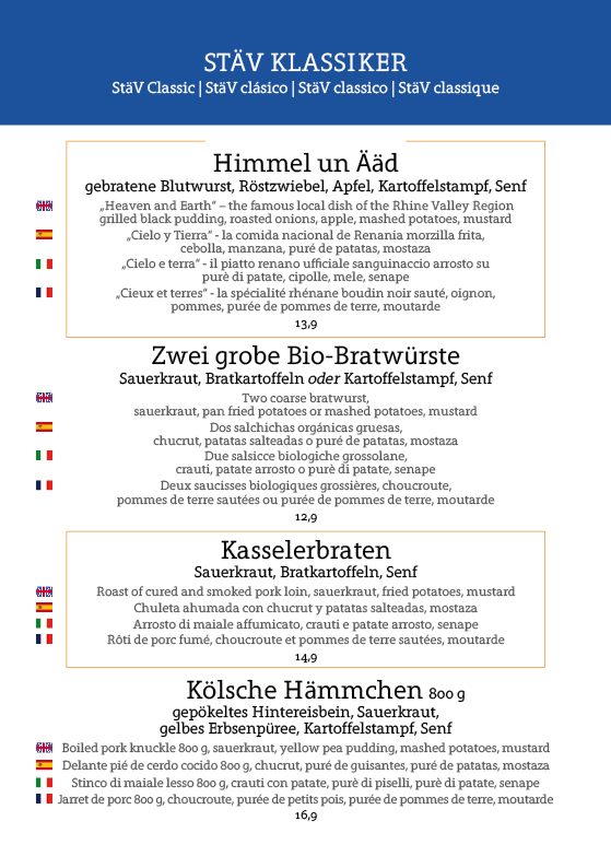Ständige Vertretung - Menu / Lunch